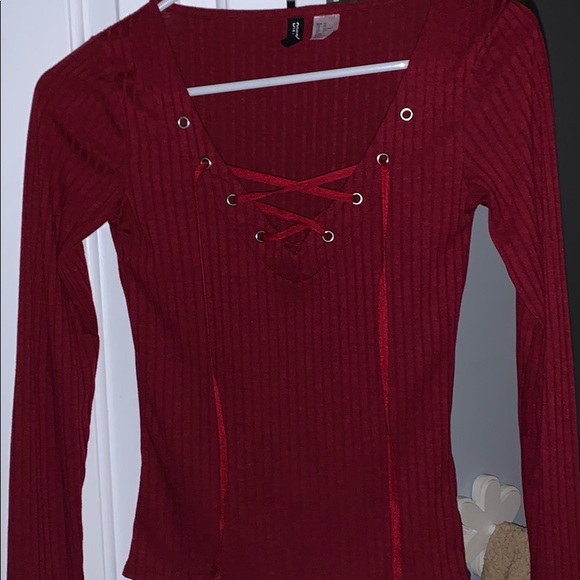 Tops | Red Tie Up Shirt | Poshmark